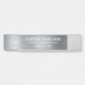 Logo Metallic Silver Employee Name Door Sign | Zazzle