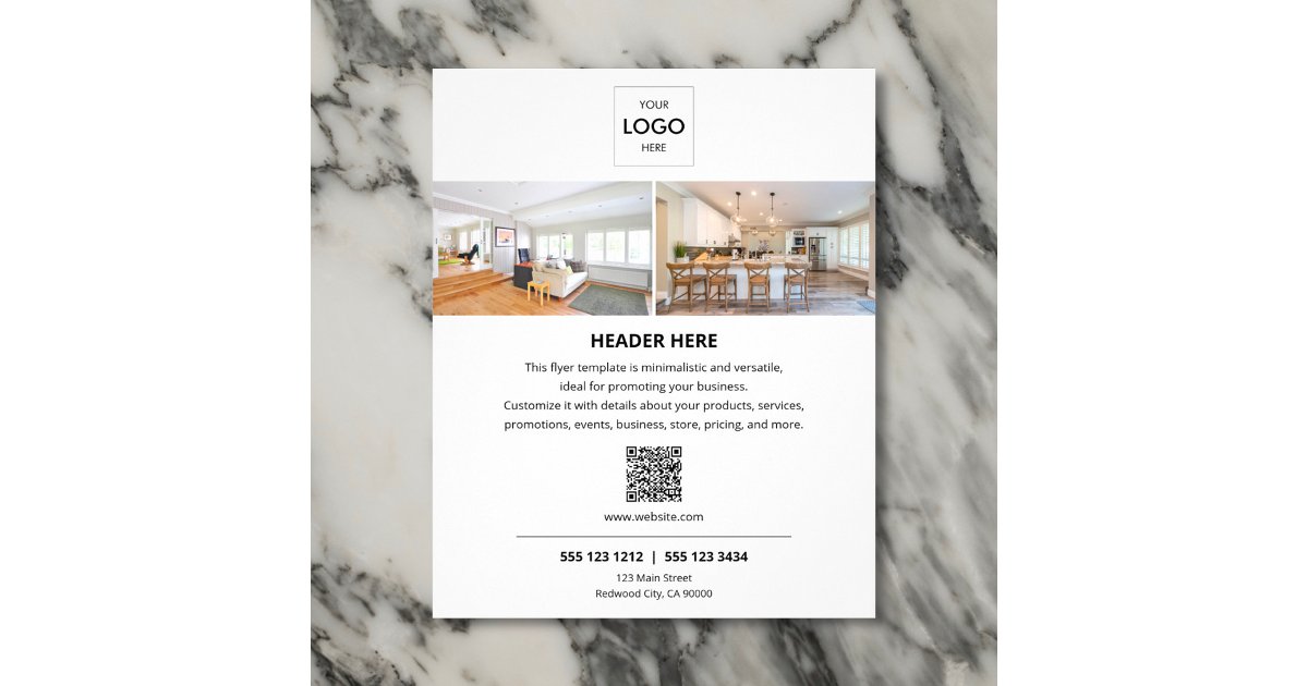 Logo Minimal Photo QR Code Business Flyer | Zazzle