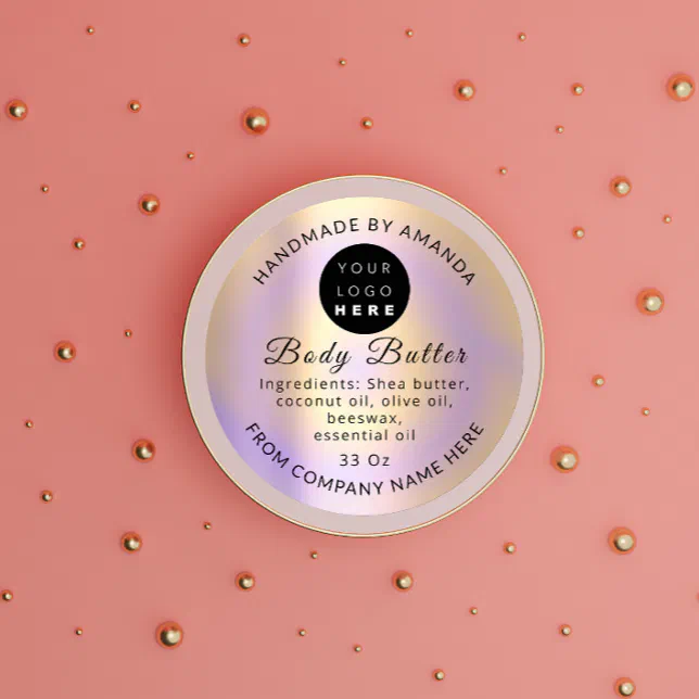 Logo Name Body Butter Balm Skin Care Butter Classic Round Sticker | Zazzle