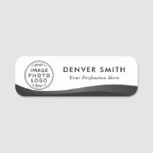Logo name title black white dark gradient name tag | Zazzle