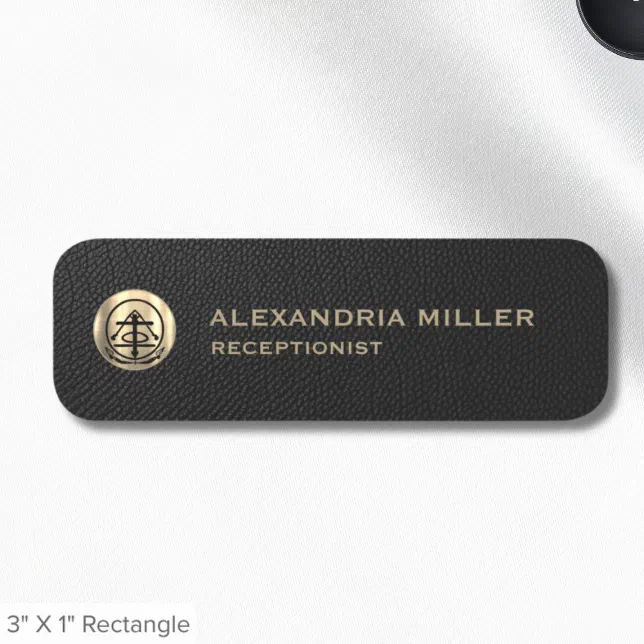 Logo Name Title Customizable Gold Logo Name Tag | Zazzle