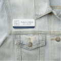 Logo name title dark blue border white modern name tag | Zazzle