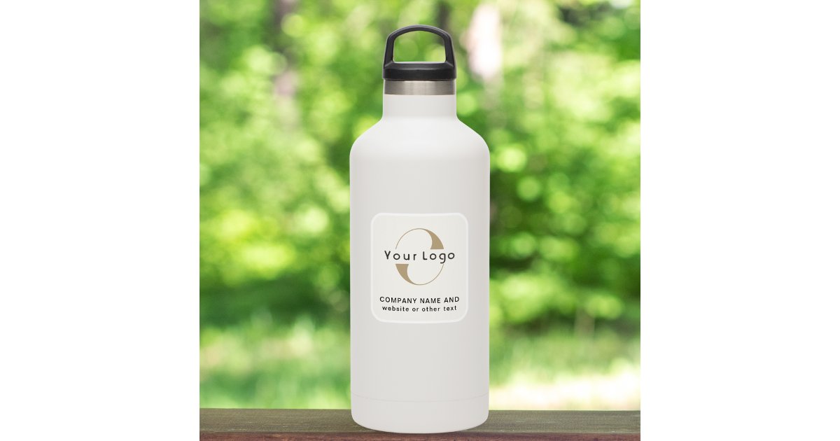 Logo +Off white square Water Bottle Business Vinyl Sticker | Zazzle