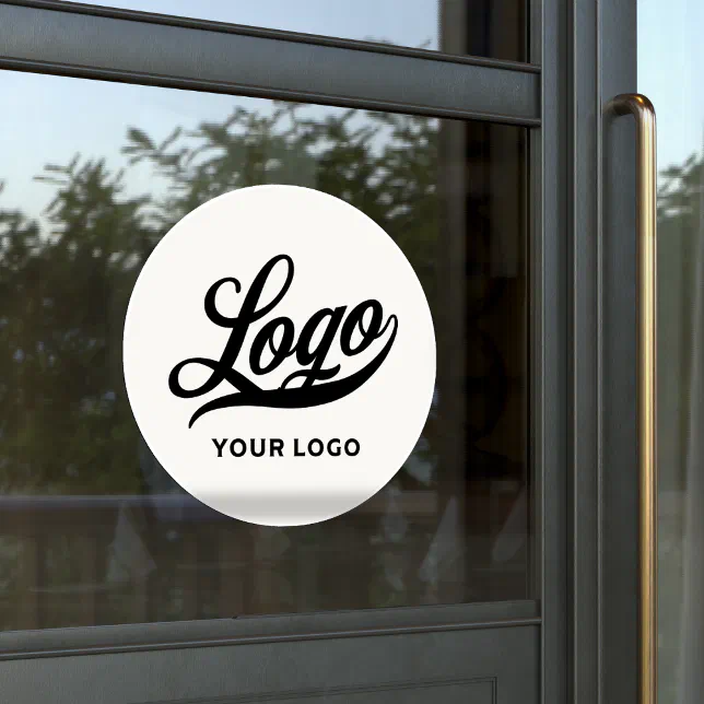 Logo on Off White Circle Simple Business Company Window Cling | Zazzle