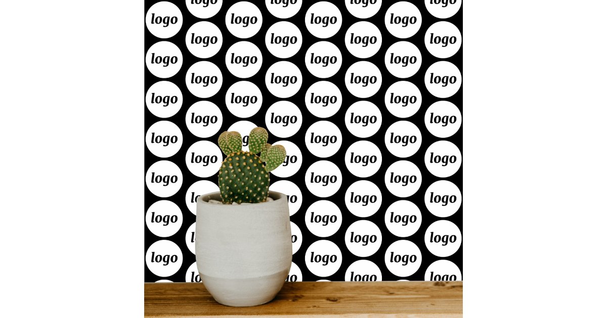 Logo Pattern Business Promotional Black Wallpaper | Zazzle