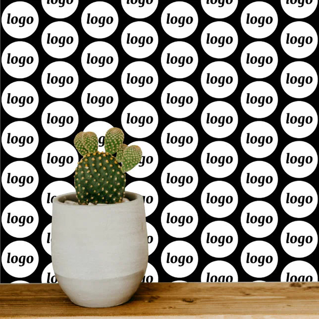 Logo Pattern Business Promotional Black Wallpaper | Zazzle