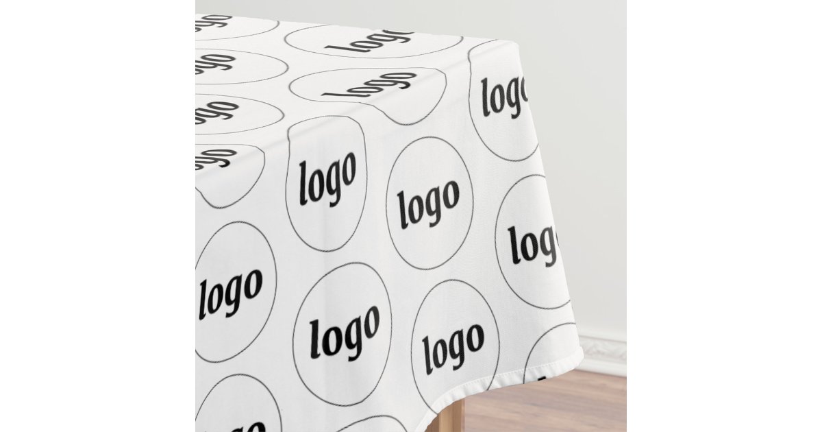 Logo Pattern Business Promotional Branding White Tablecloth | Zazzle