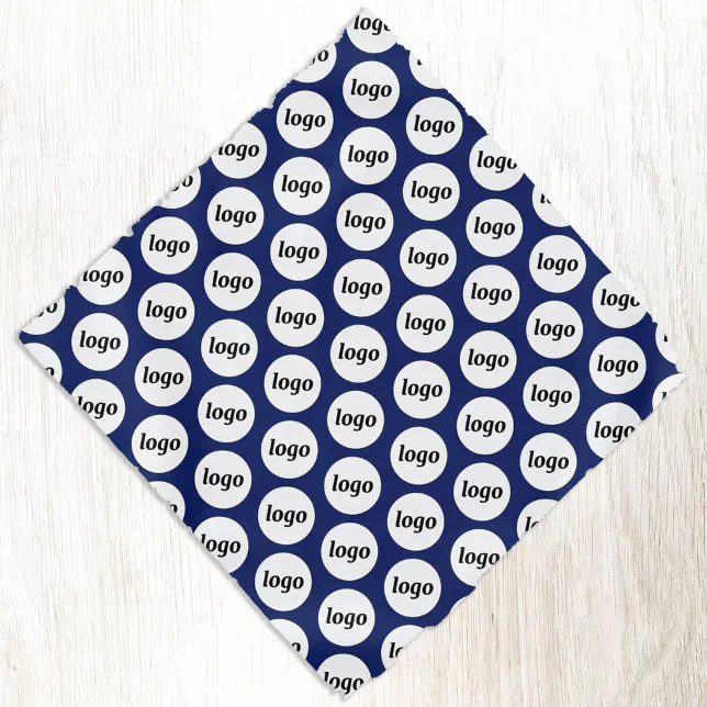 Logo Pattern Business Promotional Navy Blue Bandana | Zazzle