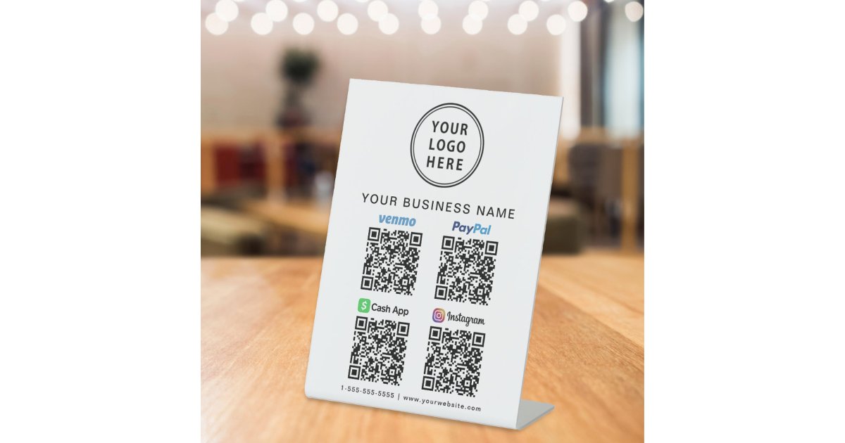 Logo Paypal Venmo CashApp Instagram QR Codes Pedestal Sign | Zazzle