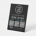 Logo Paypal Venmo CashApp QR Codes Black Pedestal Sign | Zazzle