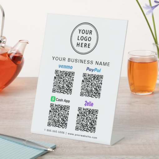 Logo Paypal Venmo CashApp Zelle QR Codes Pedestal Sign | Zazzle