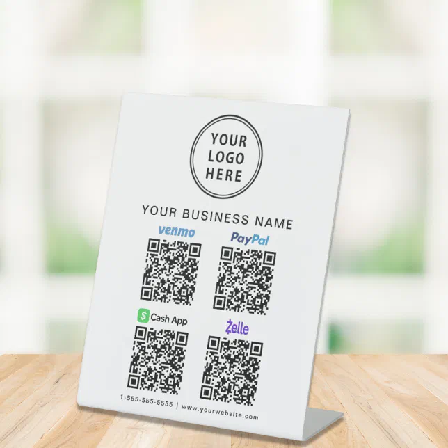 Logo Paypal Venmo CashApp Zelle QR Codes Pedestal Sign | Zazzle