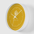 Logo Personalized Yellow White Clock | Zazzle