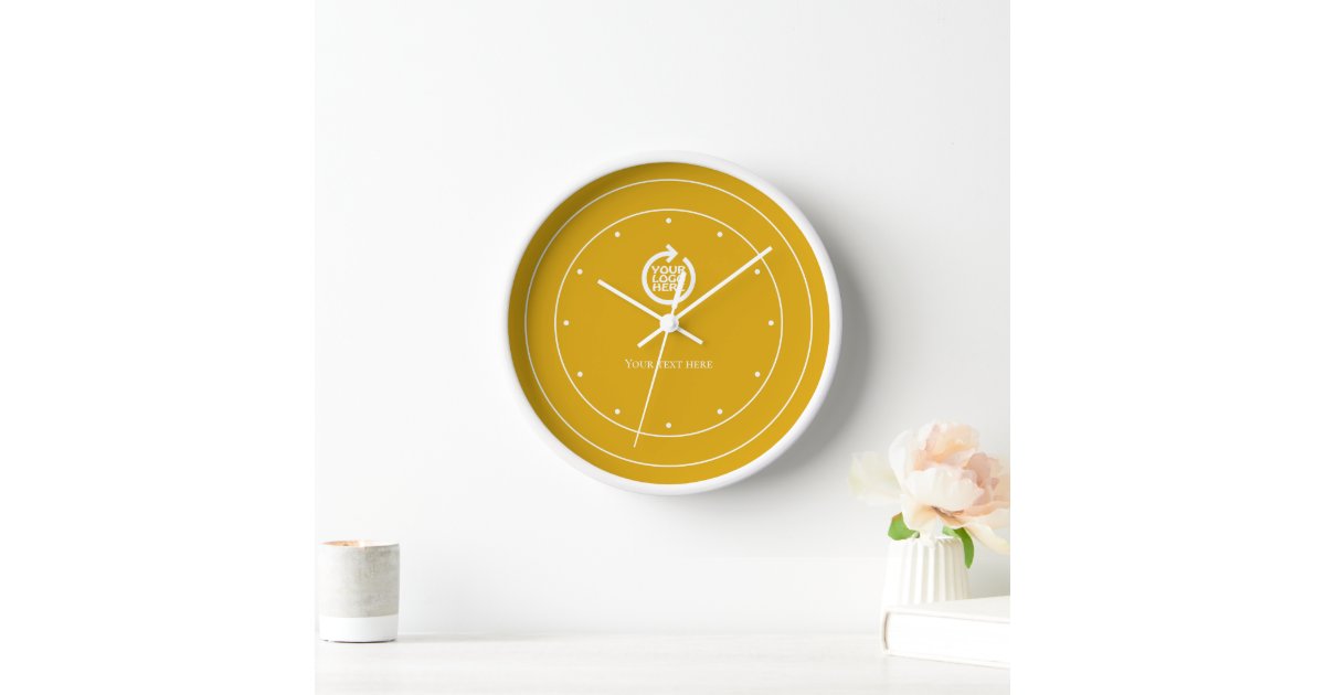 Logo Personalized Yellow White Clock | Zazzle