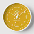Logo Personalized Yellow White Clock | Zazzle