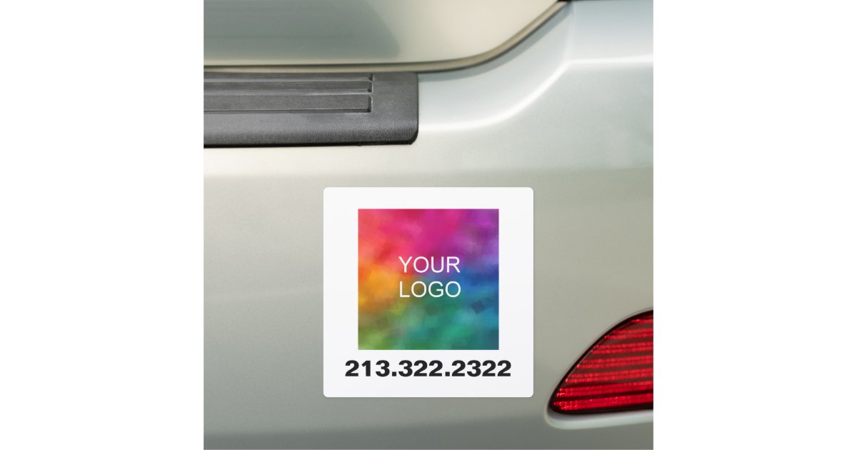 Logo Phone Number Template Custom Large Square Car Magnet | Zazzle
