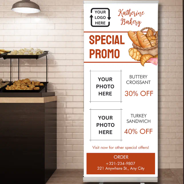 Logo Photo Bakery Business Retractable Banner | Zazzle