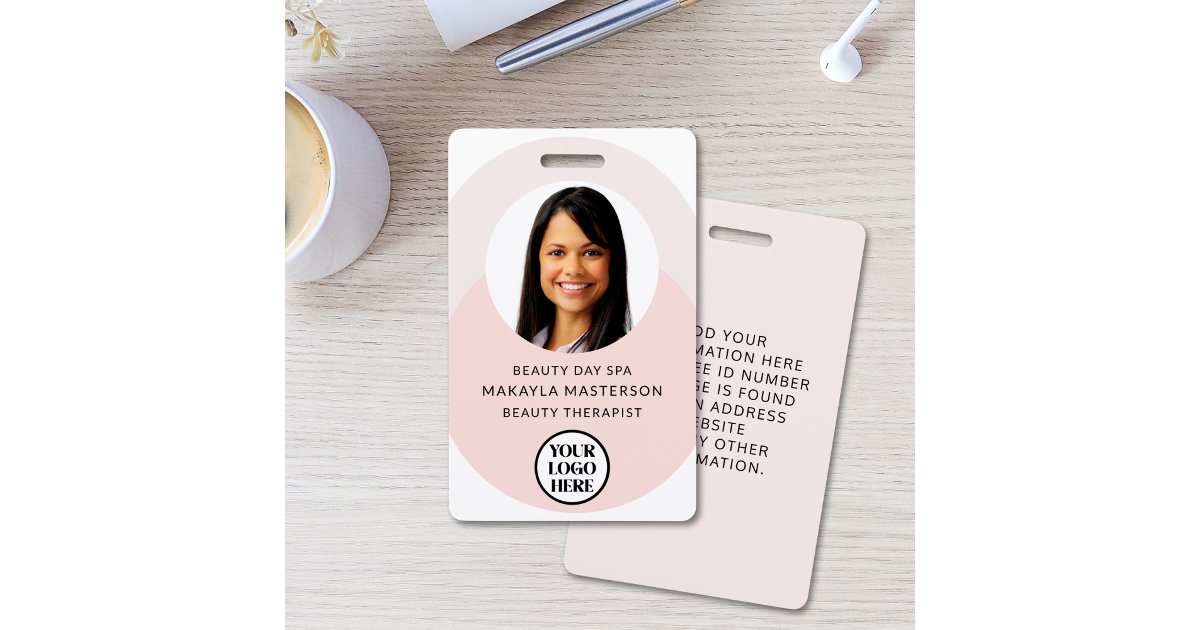 Logo Photo Pink ID Badge | Zazzle
