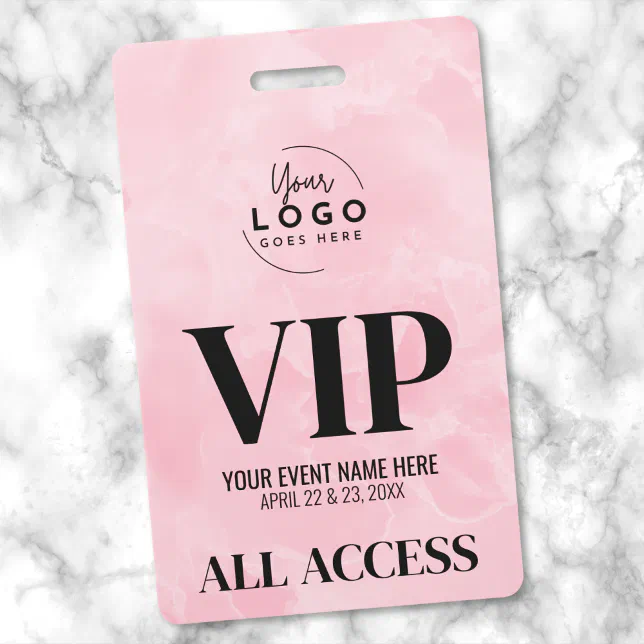 Logo Pink All Access Pass VIP Event Badge | Zazzle