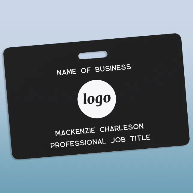 Logo Professional Business Black Name Badge | Zazzle