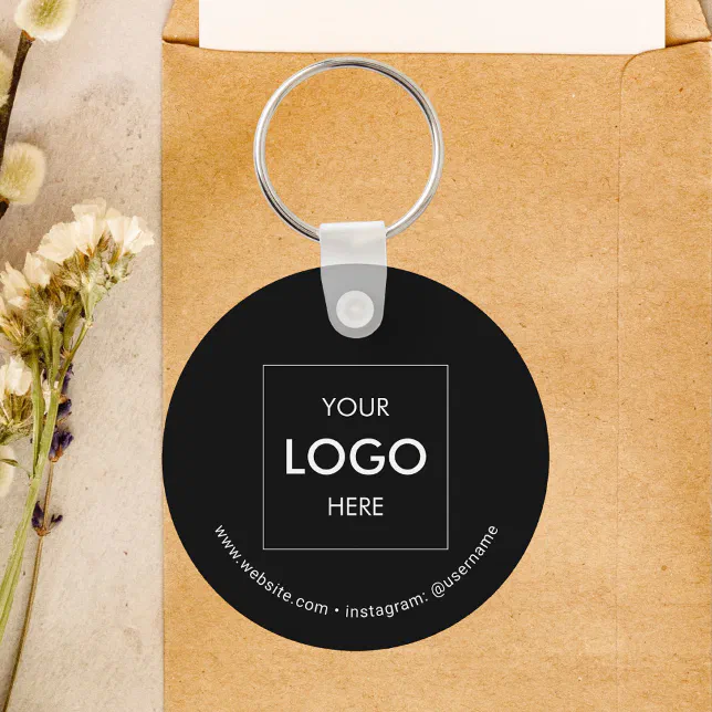 Logo Professional Modern Black Keychain | Zazzle