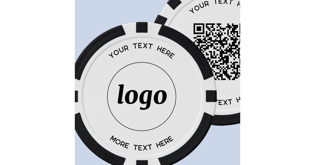 Logo QR code and Text Business Promotional Poker Chips | Zazzle