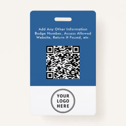 Logo QR Code Blue Employee Photo ID Badge | Zazzle