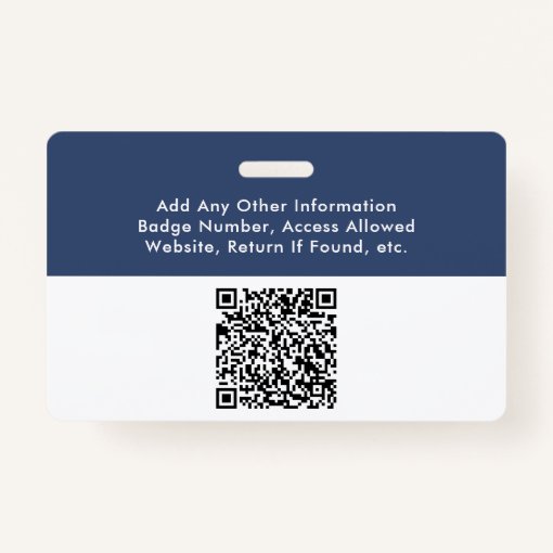 Logo QR Code Blue Photo Employee ID Badge | Zazzle