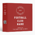 Logo QR code Football Club Fixtures Red 3 Ring Binder | Zazzle