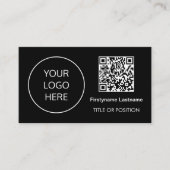 Logo QR Code Modern Black Business Card | Zazzle