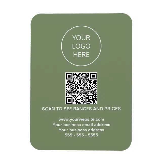Logo QR Code Modern Sage Green Magnet | Zazzle