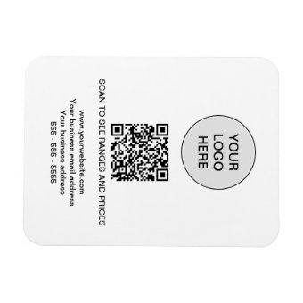 Logo QR Code Modern White Magnet | Zazzle