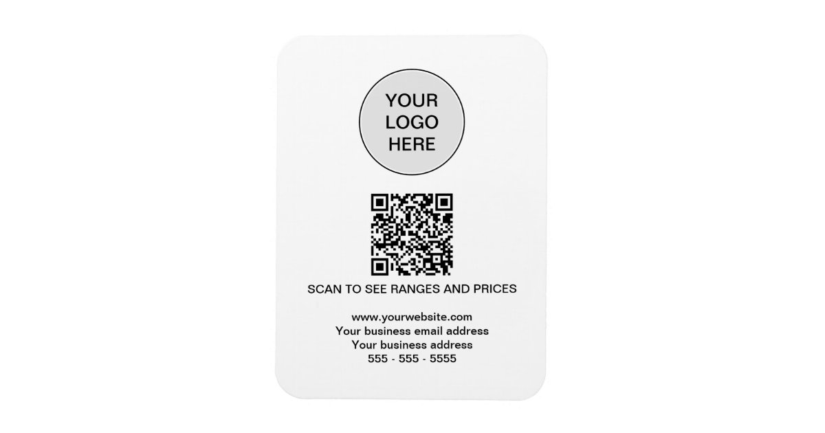 Logo QR Code Modern White Magnet | Zazzle