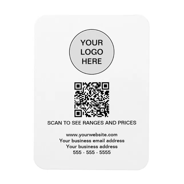Logo QR Code Modern White Magnet | Zazzle