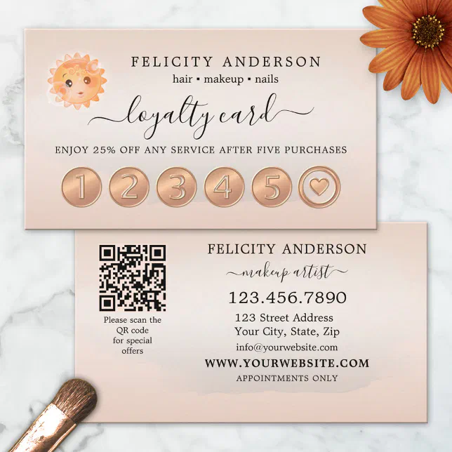 Logo QR Code Peach Beauty Loyalty Card | Zazzle