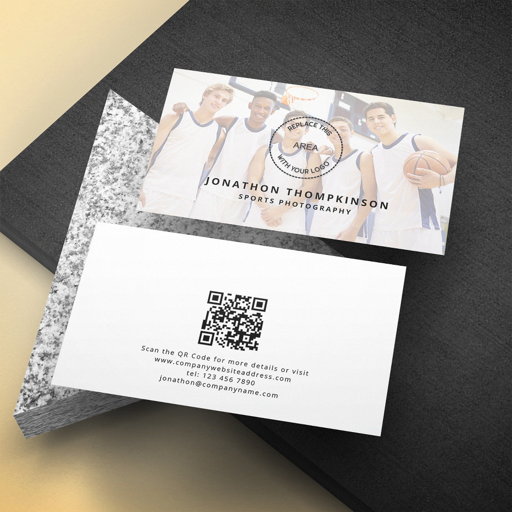 Logo QR Code Photo Overlay Sports Photographer Business Card - Snuggle ...
