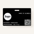 Logo QR Code Professional Business Black Name Badge | Zazzle