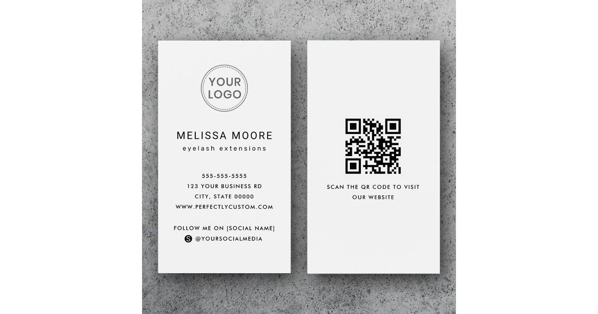 Logo QR code professional white business card | Zazzle