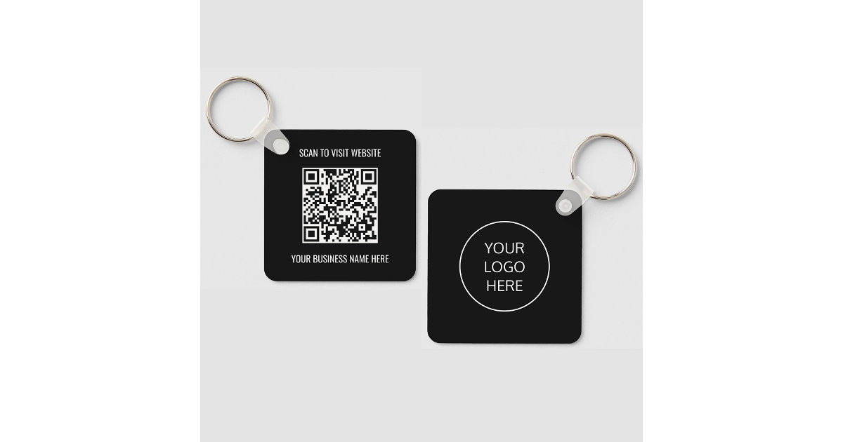 Logo QR Code Promotional Black Keychain | Zazzle