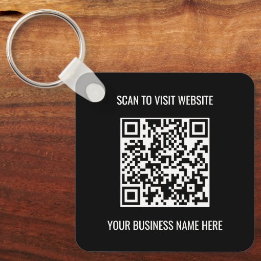 Logo QR Code Promotional Black Keychain | Zazzle