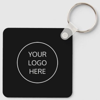 Logo QR Code Promotional Black Keychain | Zazzle