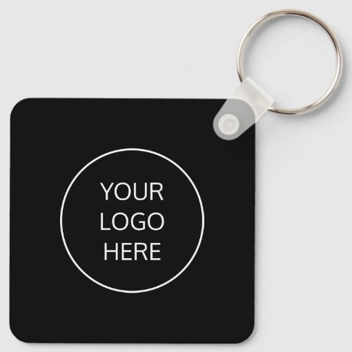 Logo QR Code Promotional Black Keychain | Zazzle