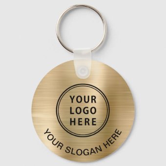 Logo QR Code Promotional Gold Keychain | Zazzle