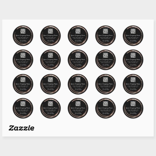 Logo QR Code Promotional Shop Rose Circle Black Classic Round Sticker ...
