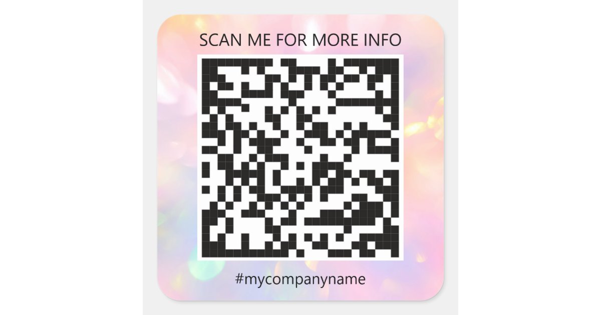 Logo QR Code Scan Me Online Shop Holographic Pink Square Sticker | Zazzle