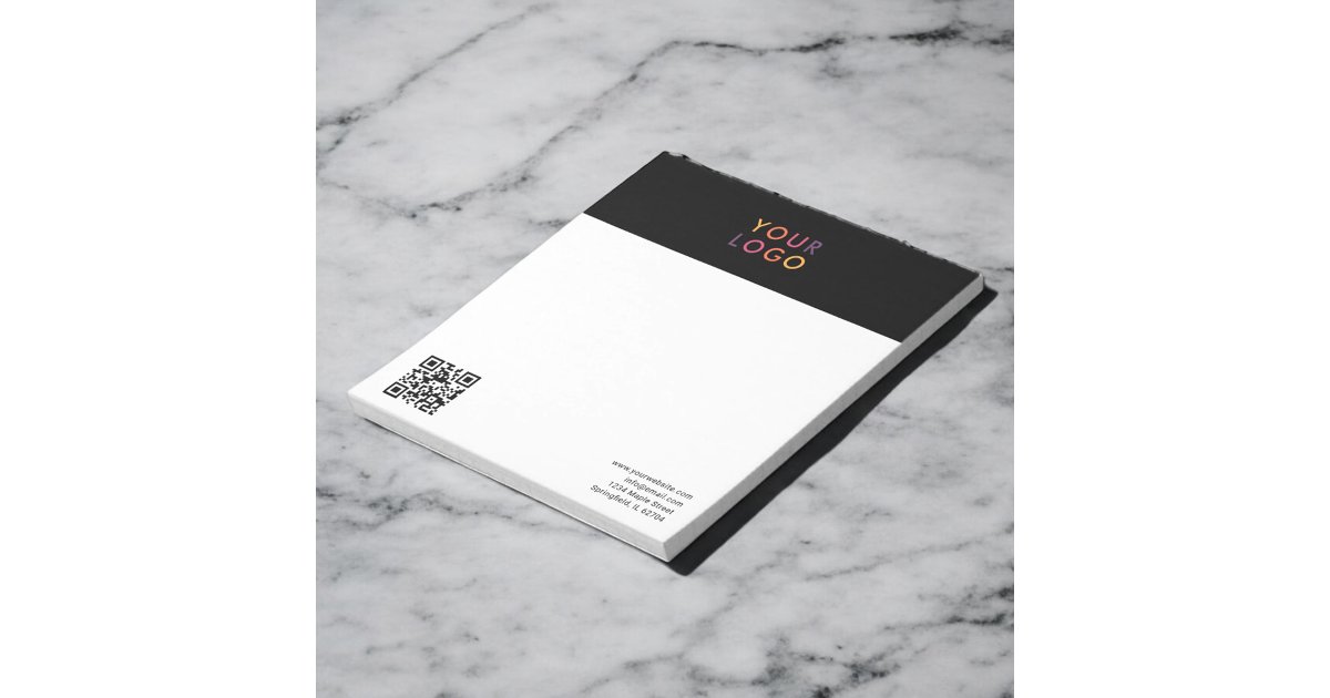 Logo QR Code Simple Black Notepad | Zazzle