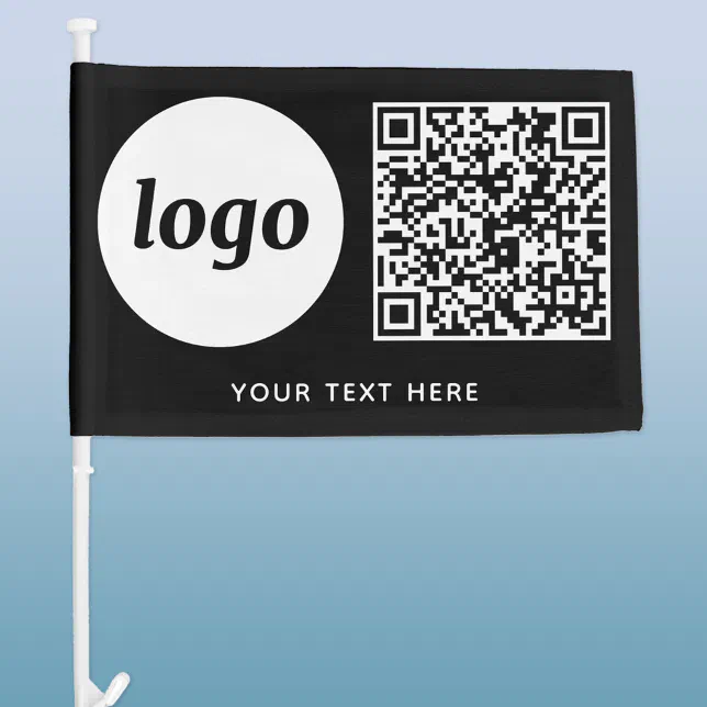 Logo QR Code Text Business Promotional Car Flag | Zazzle