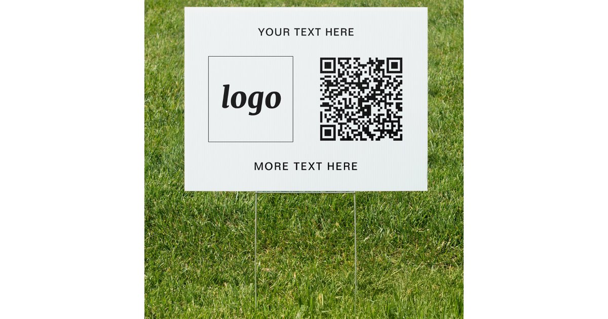 Logo QR Text Promotional Business Outdoor Sign | Zazzle