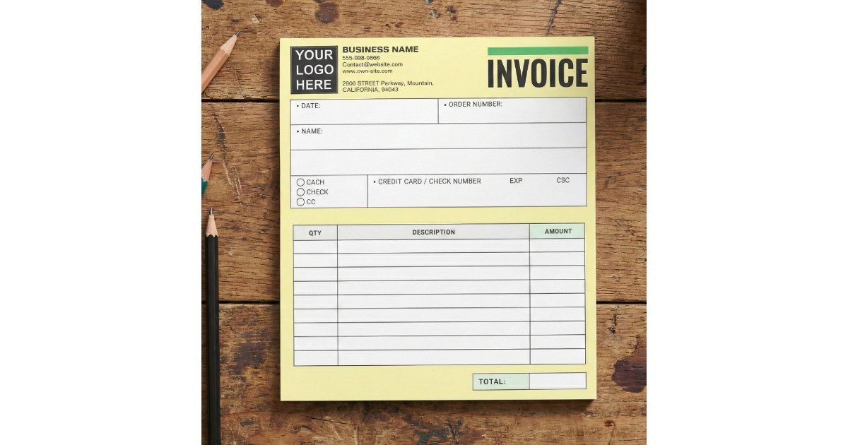 Logo, Sales Receipt Order Forms, Invoice Booklet Notepad | Zazzle