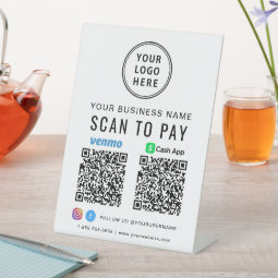 Logo Scan to Pay CashApp Venmo QR Code Pedestal Sign | Zazzle
